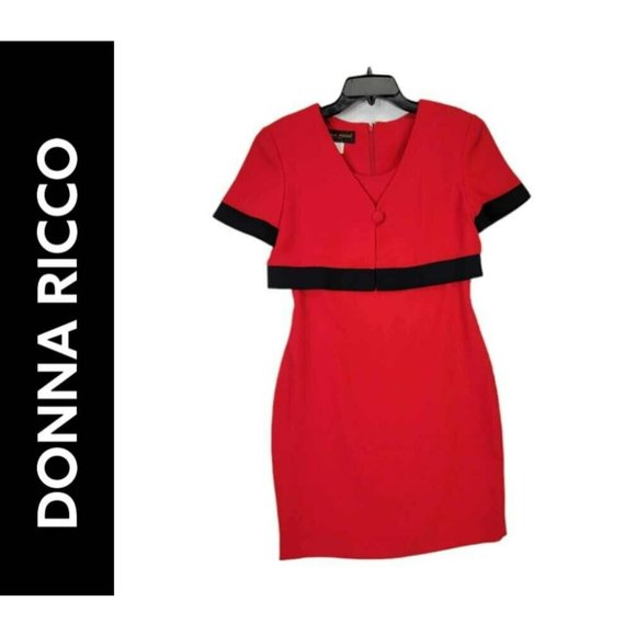 Donna Ricco | Dresses | Donna Ricco Womens Red Size 8 Sheath Career ...